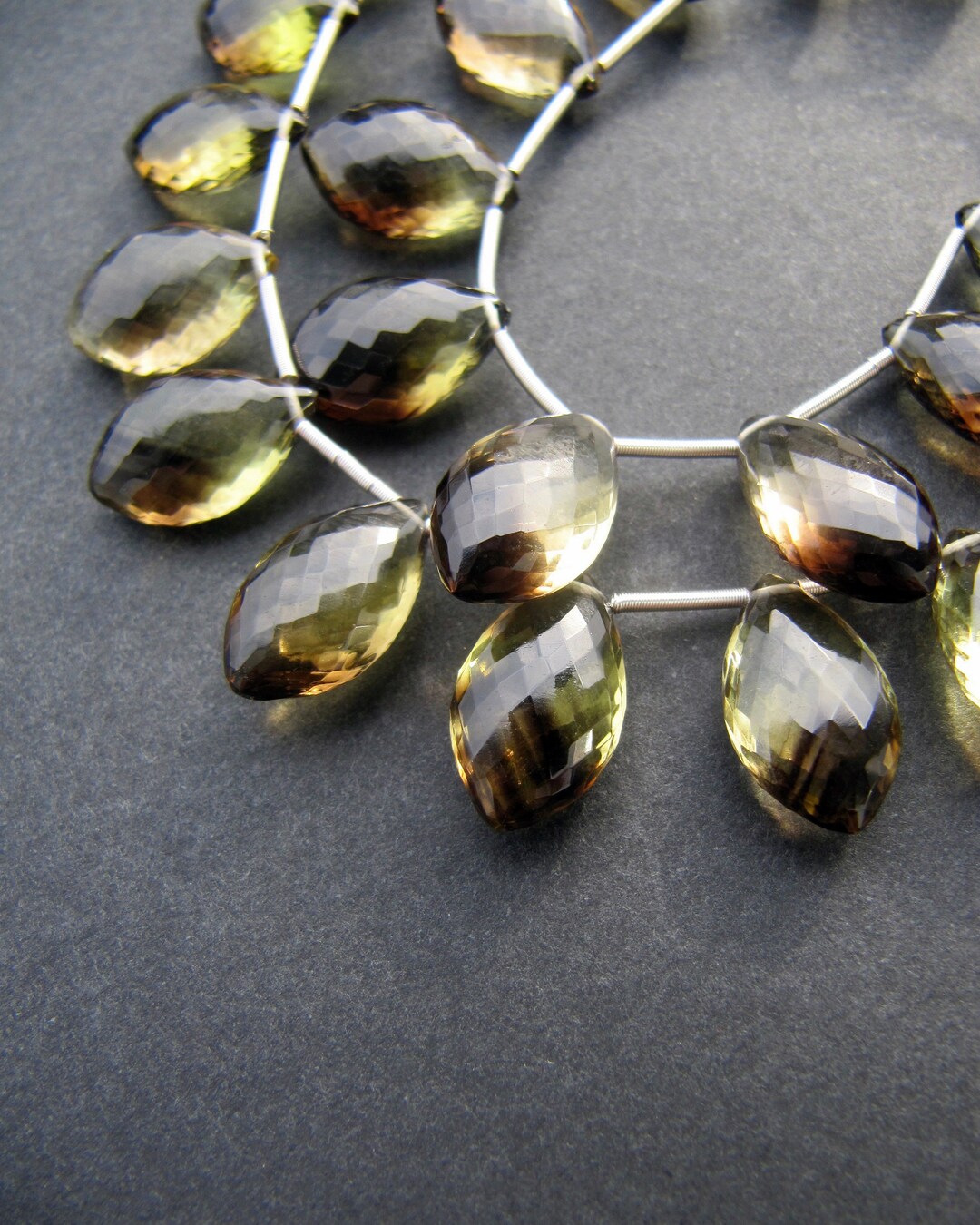 Bi Color Quartz Drops • 16mm • AAA Micro Faceted • Marquise Drop ...