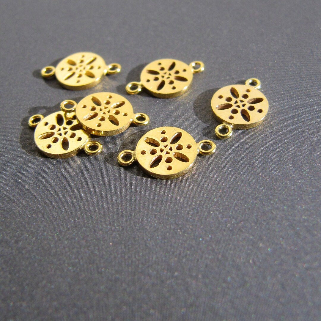 14k Gold Connector • 7x11x0.80mm • 2mm Rings With 1.20mm Hole • Solid ...