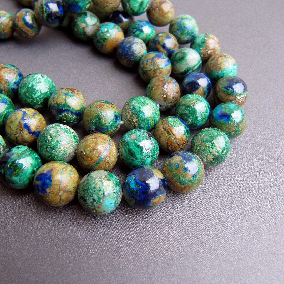 Azurite Malachite Round Beads • 6.50-9.50mm • FABULOUS Selected AAA ...
