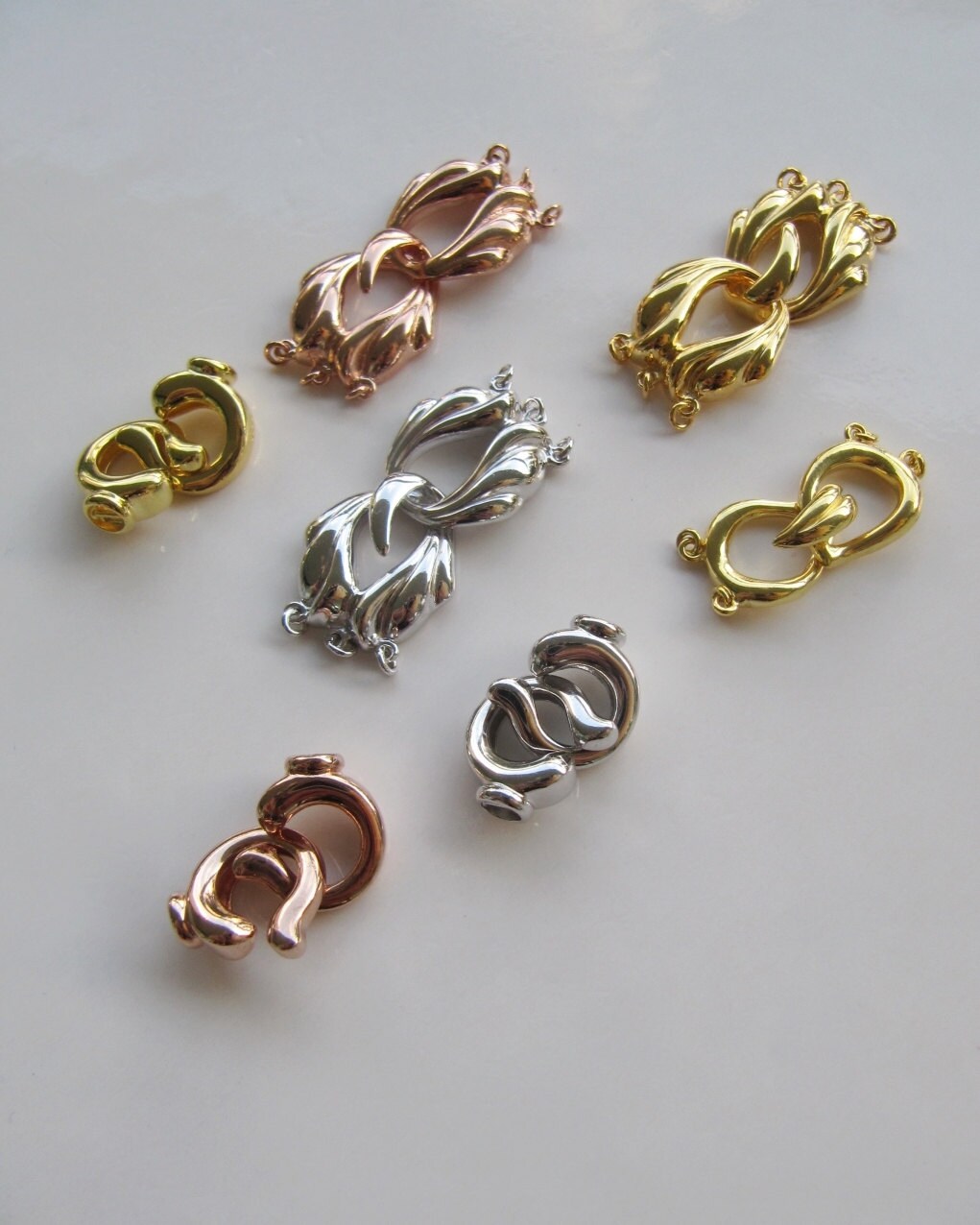 Multi Strand Clasp • 35x17mm • Sterling Silver 3 Row Clasp • Rhodium ...