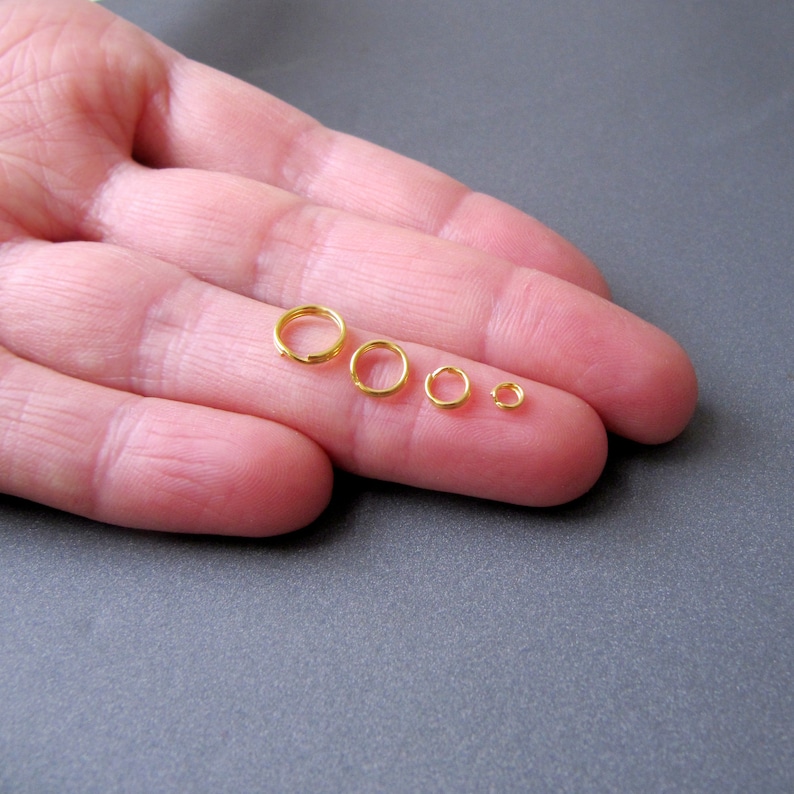 18k Gold Split Ring • 3.5mm 5mm 6.5mm 8mm • Solid 18 Carat Gold ...