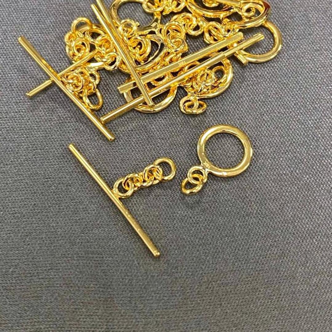 18k Gold 8mm Round Toggle Clasp • 20mm Bar • Solid 18 Carat Gold ...