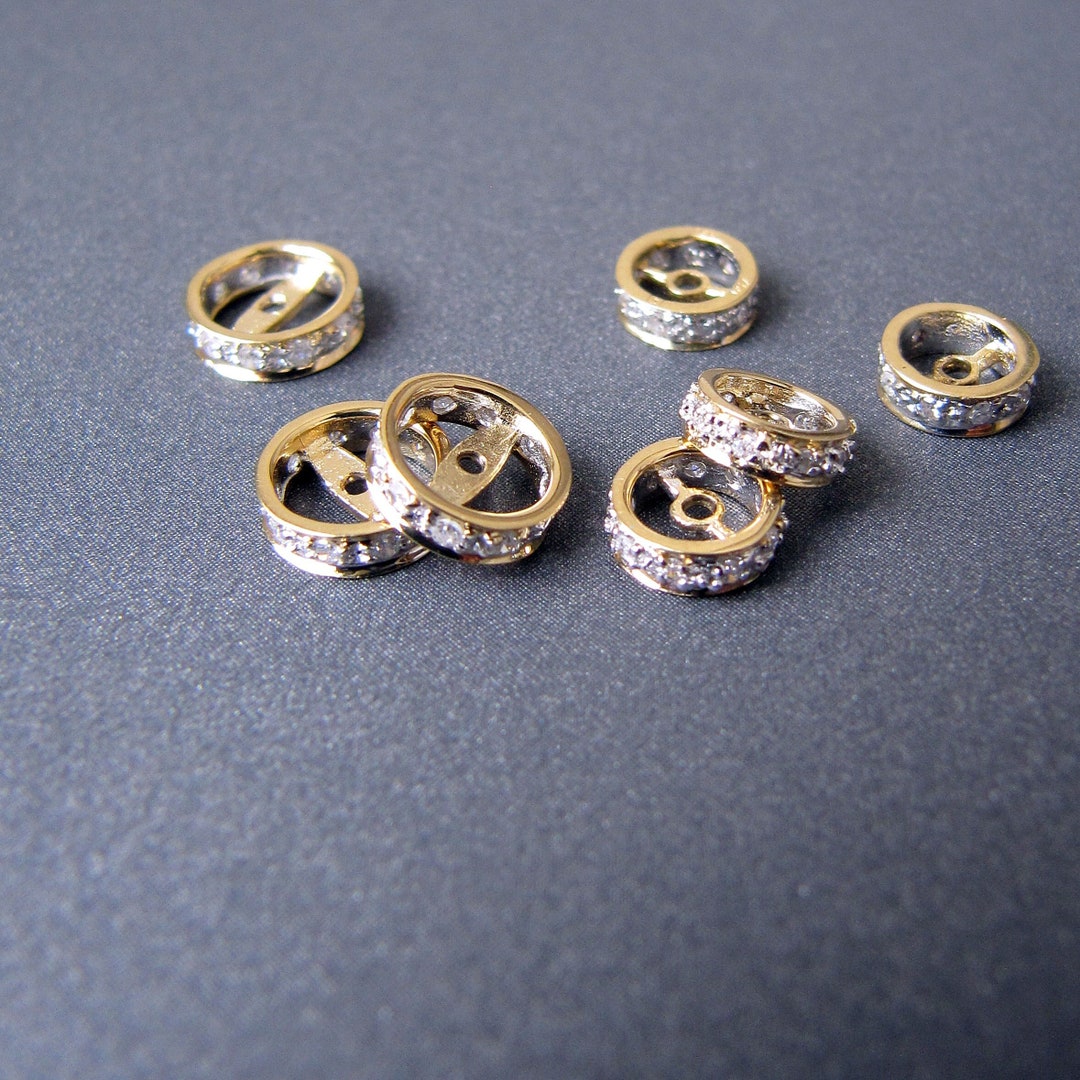 18k Gold Diamond Rondelle Bead • 5x2mm 6x2mm 7x2mm • 0.85mm Hole ...
