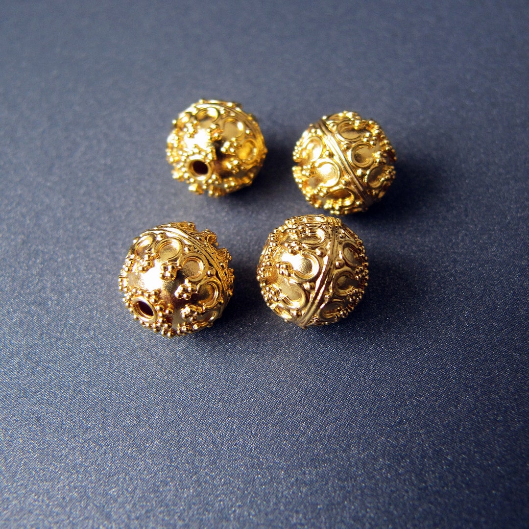 Solid 18k Gold Bead • 9mm • 1mm / 2.50mm Hole • STUNNING • Solid 18 ...