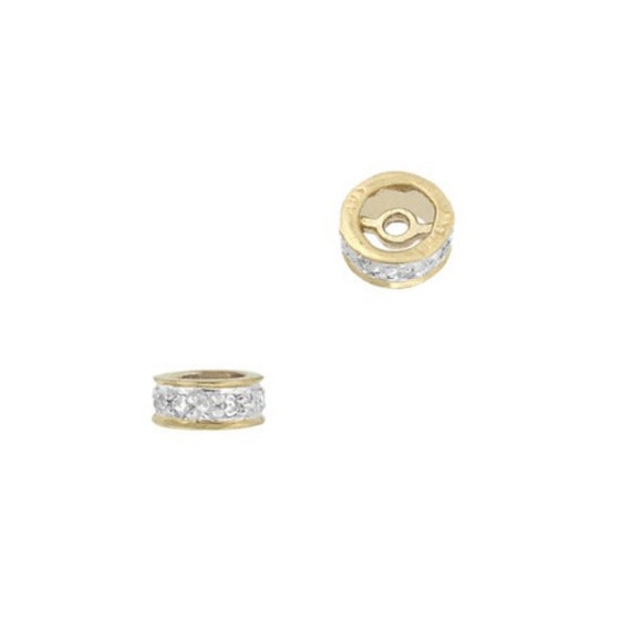 14k gold Diamond Rondelle Bead 5x2mm 6x2mm 0.85mm hole | Etsy