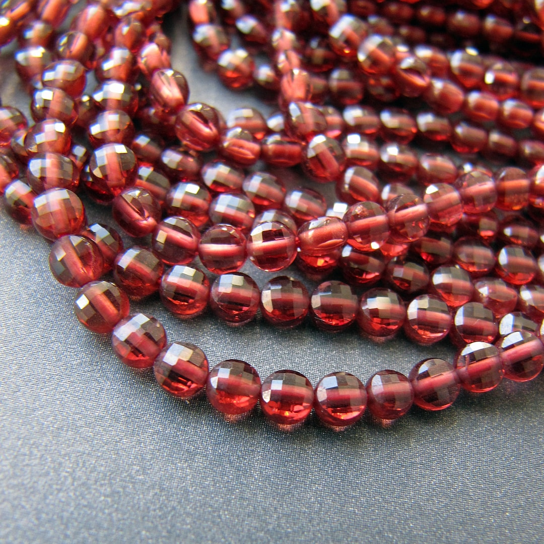 Garnet Coin Beads • 3.25mm / 3.40mm TINY • AAA Micro Faceted • Natural ...