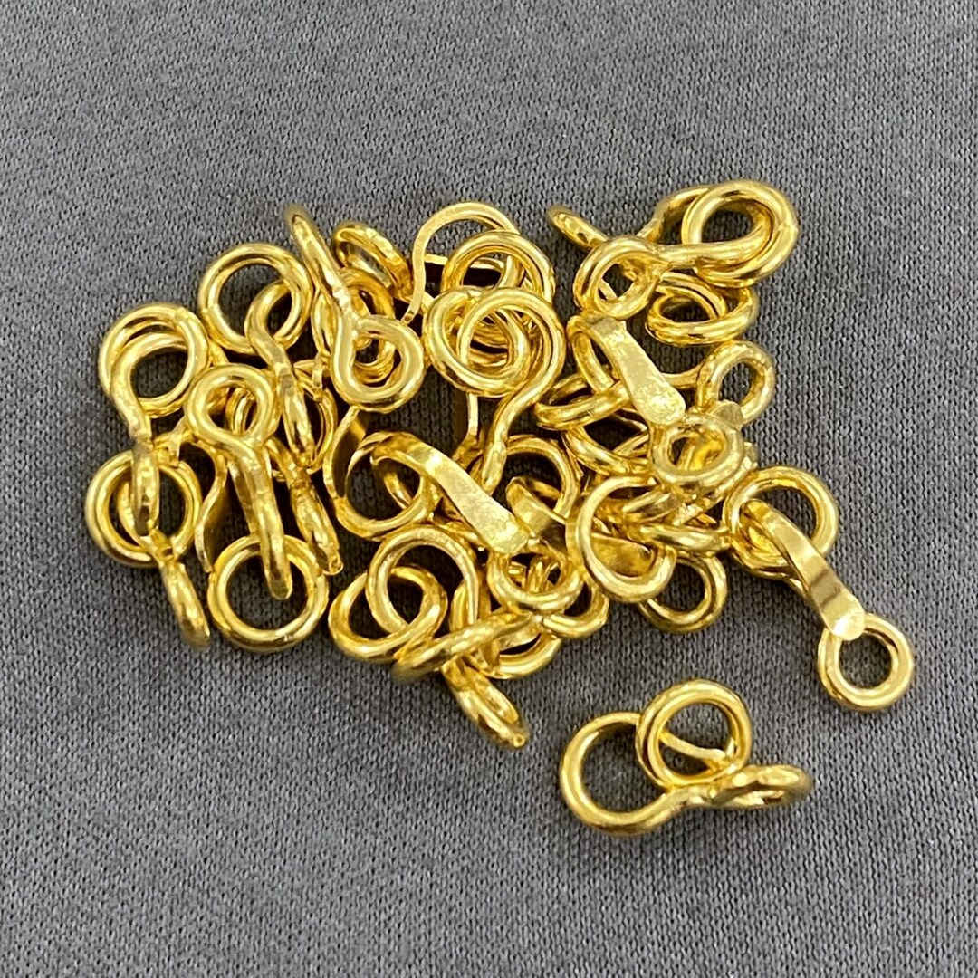 18k Gold Clasp • 10mm Hook With NEW 5mm Ring / 2mm Hole • Sturdy 1mm ...