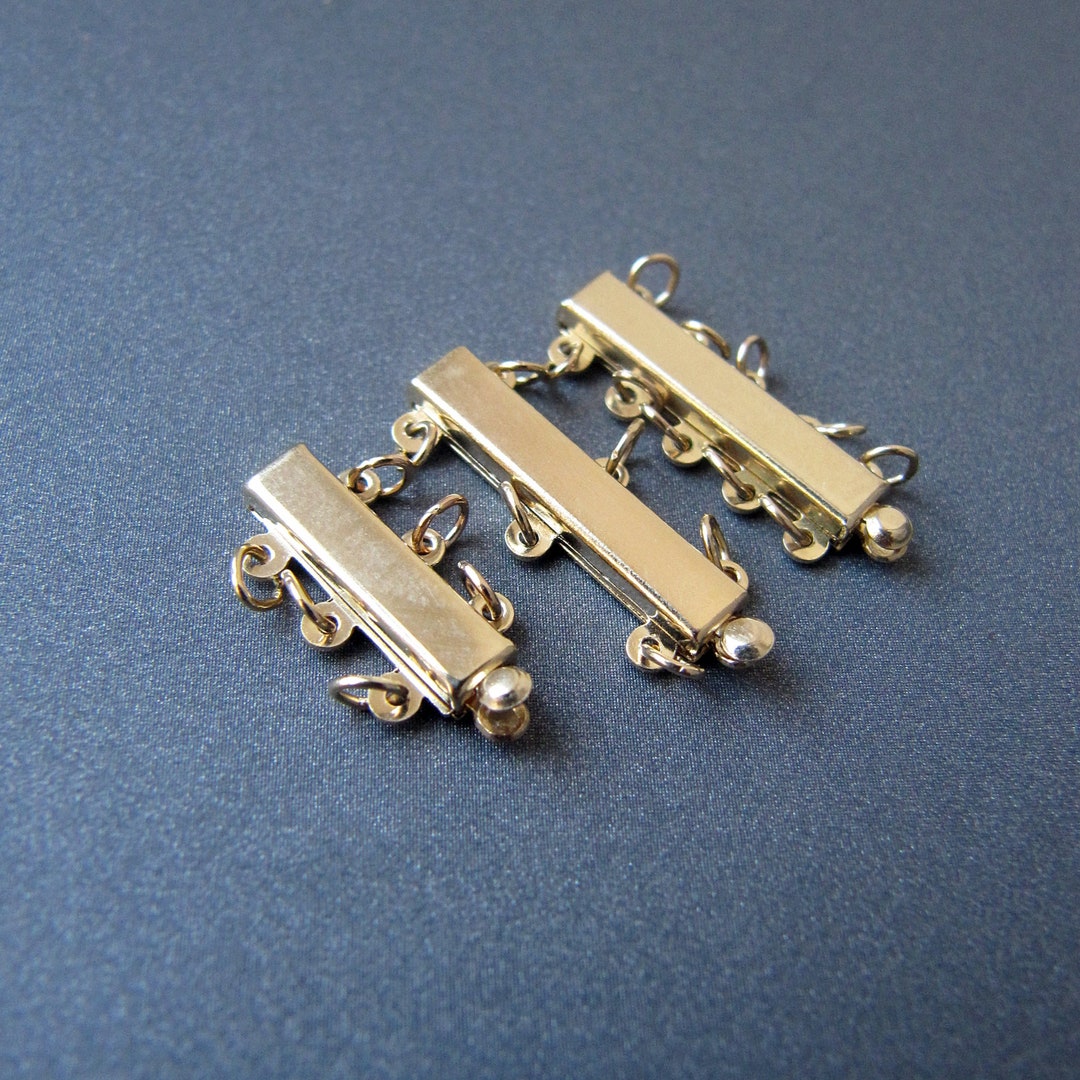 14k Gold Bar Clasp • Yellow / White • 3-row / 5-row • 16mm / 21mm ...