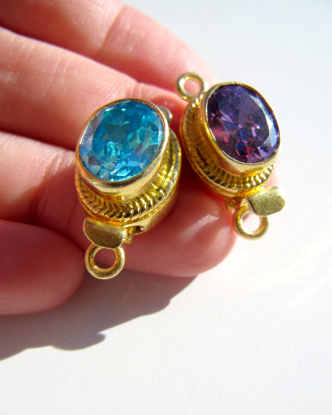 Gemstone Box Clasp Sterling Silver Gold Vermeil Purple - Etsy