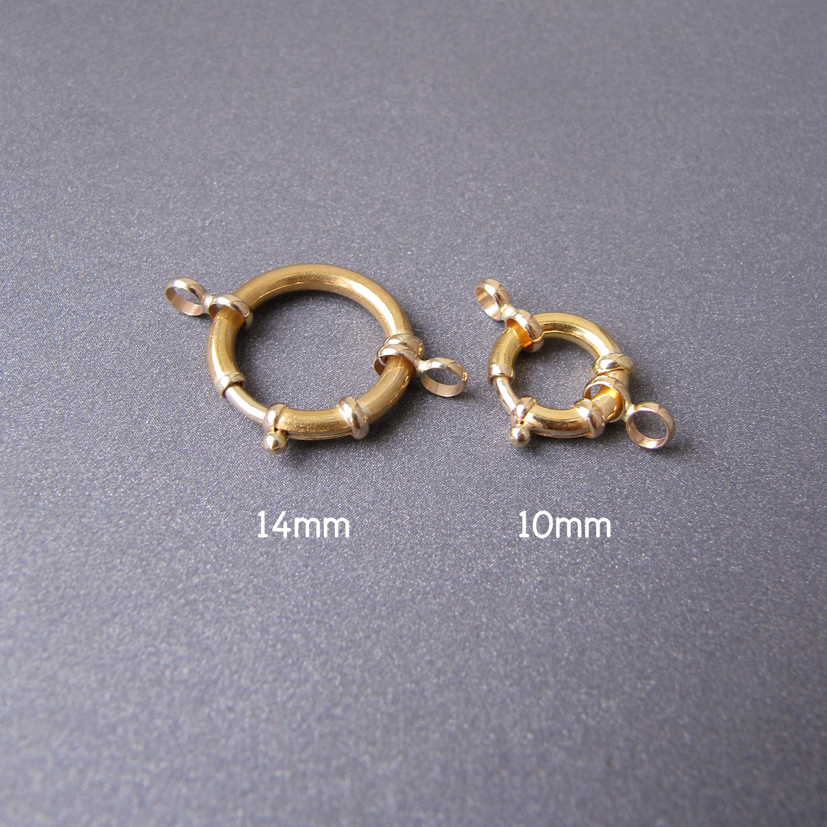 14k Gold Clasp • 14x2mm 12x2mm 10x2mm 8x2mm Jumbo Spring Ring • Solid ...