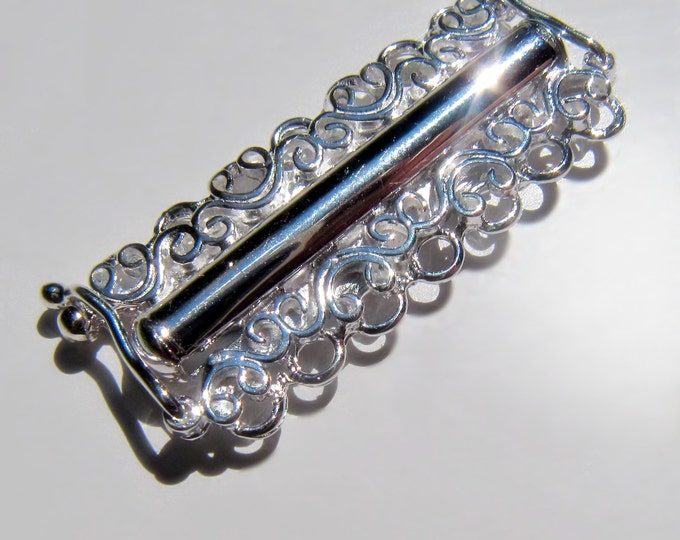 Multi Strand Clasp 7 Row Bar Tube Clasp Sterling Silver 925 29mm ...