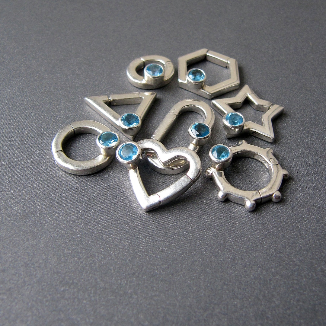 Silver Gemstone Clasp • Natural Swiss Blue Topaz • Various Shapes ...