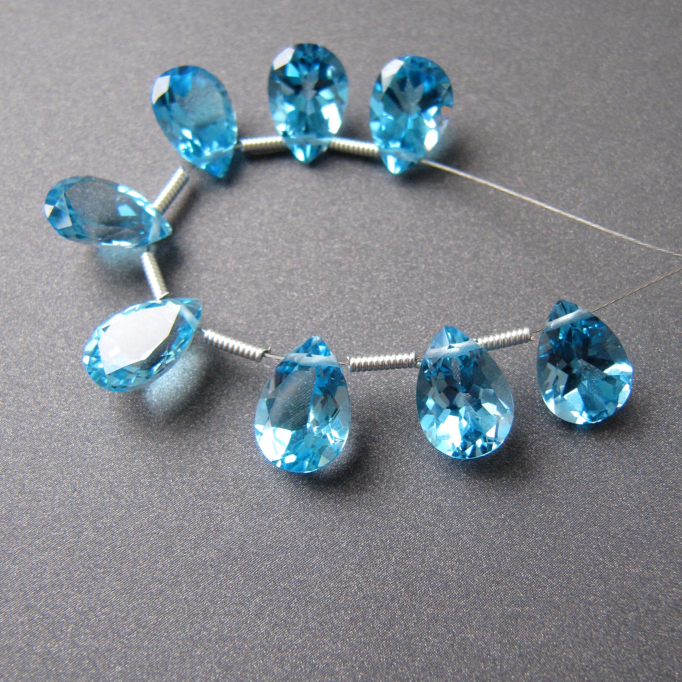 Swiss Blue Topaz Concave Pear Drops • 10x7mm • AAA+ Selected Beads ...