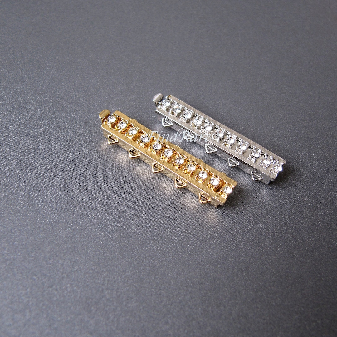 Multi Strand Clasp With Swarovski Crystals • 5-row • 30x6mm • 23k Gold ...