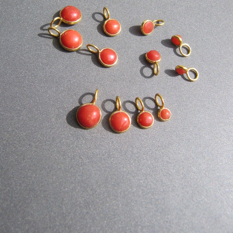 Coral Charm 18k Gold • 3mm 4mm 5mm 6mm • 4mm Ring Bail • Pendant for ...