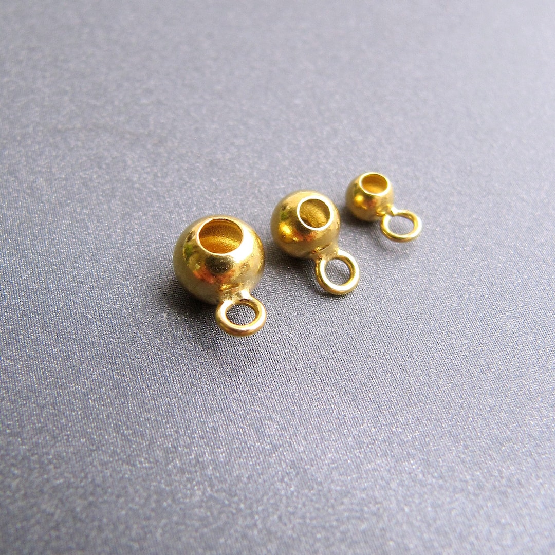 18k Gold Charm Holder Round Bail Bead • 5mm 4mm 3mm Beads • 2.70mm ...