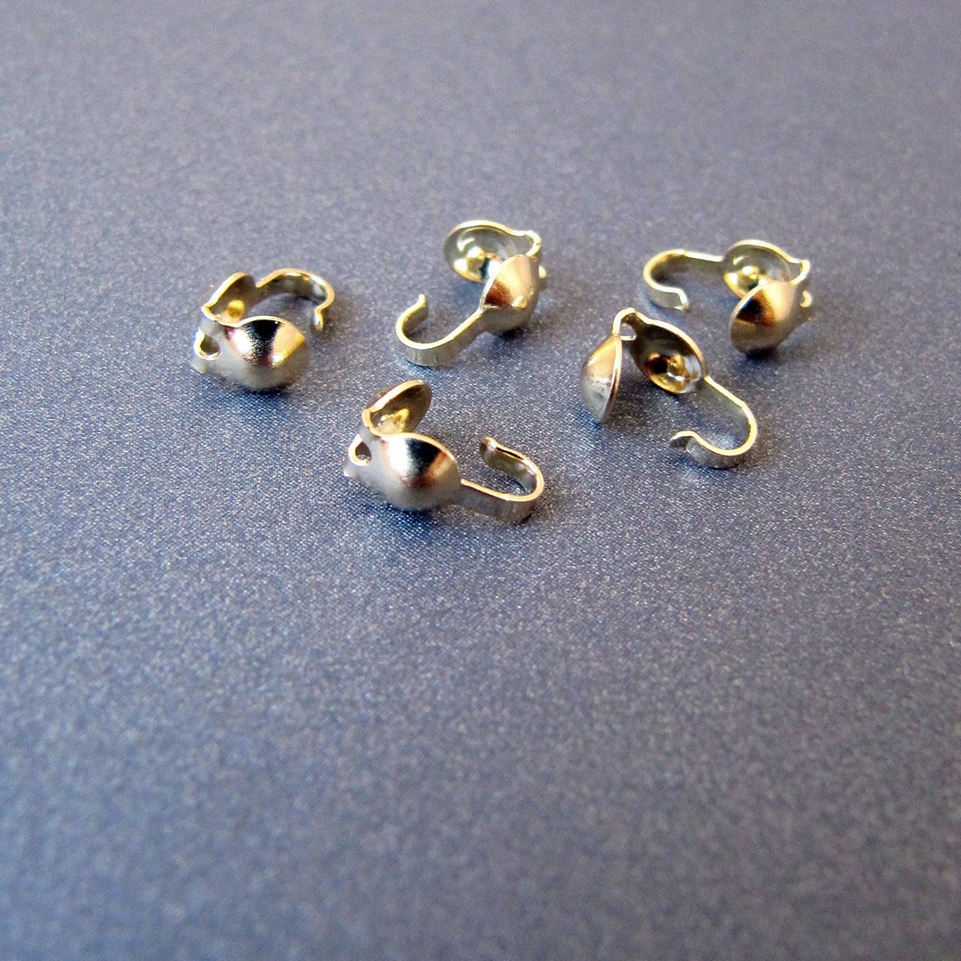 14k Gold Clam Shell Bead Tip • 3.25x7mm • 1mm Hole • Solid 14 Carat ...