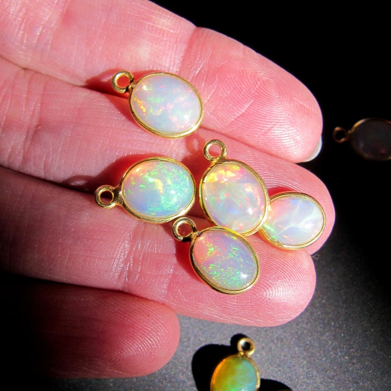 18k Gold Ethiopian Opal Charm for Earrings • Pairs Available • 6x8 ...