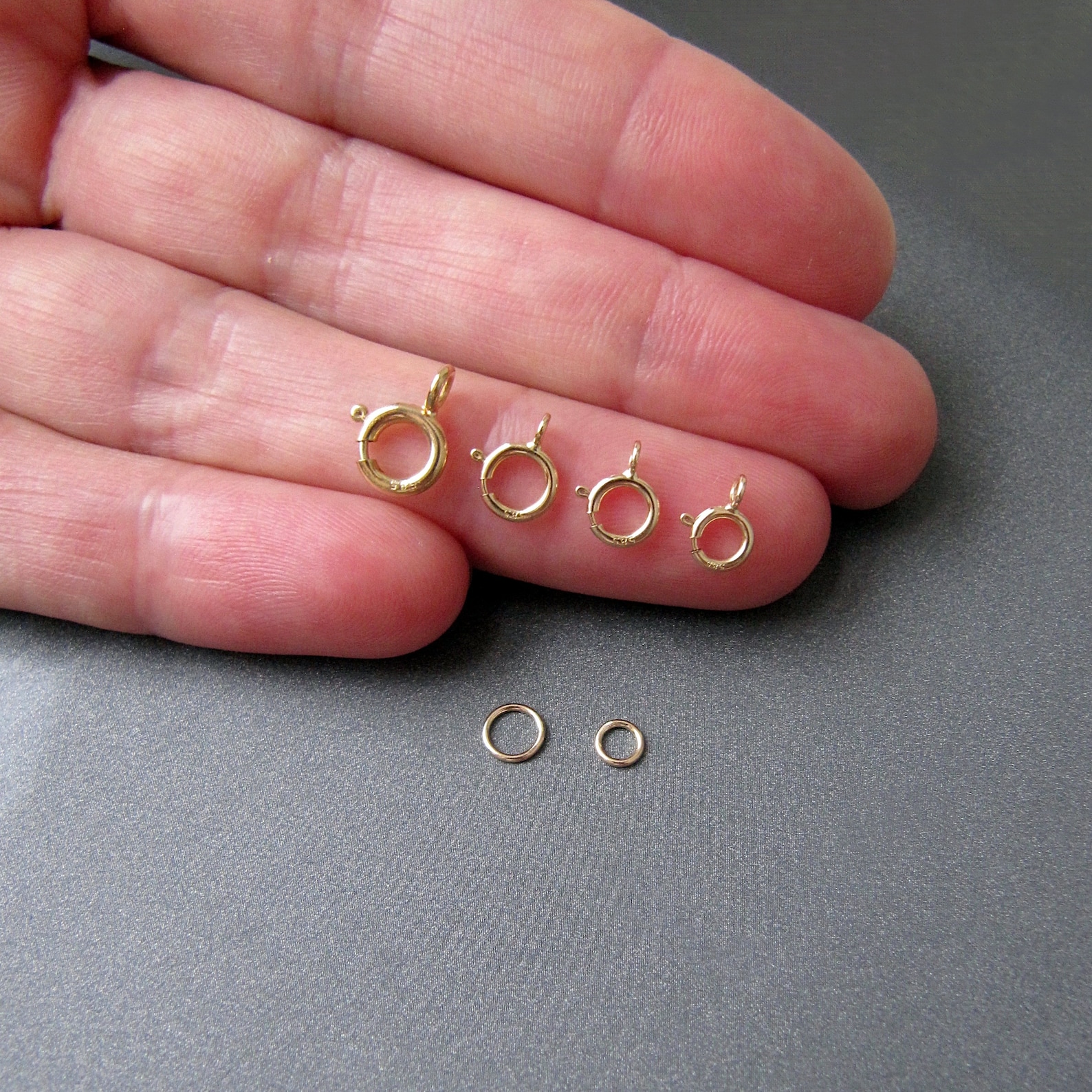 14k Gold Spring Ring Clasp 4.5 / 5 / 5.50 / 5.9 / 7mm Open - Etsy
