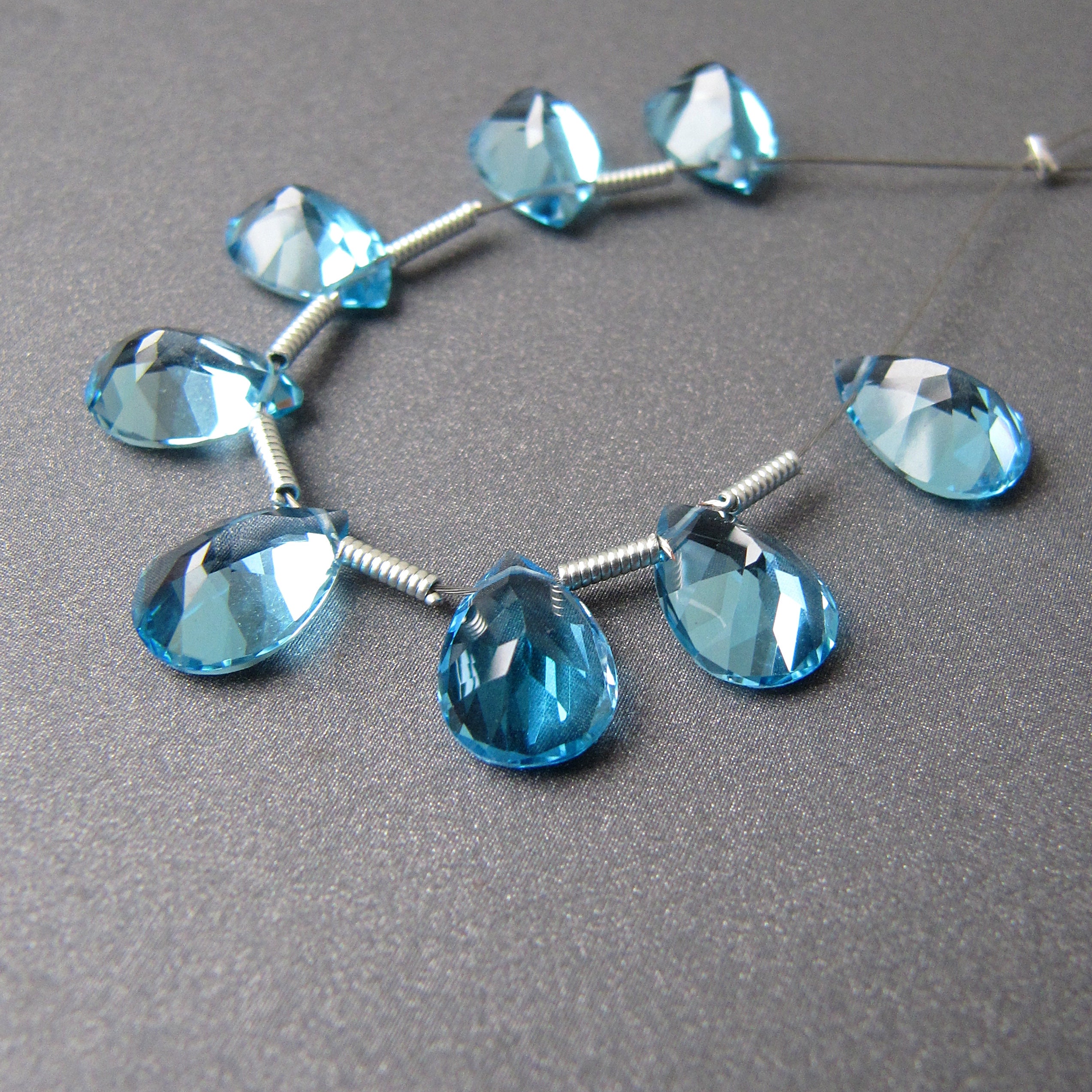 Swiss Blue Topaz Concave Pear Drops • 10x7mm • AAA+ Selected Beads ...