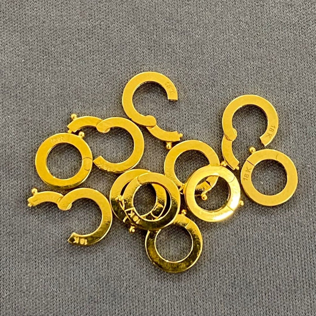 18k Gold Charm Holder • 8x1.30x1.45mm • Removable Hinged Connector ...