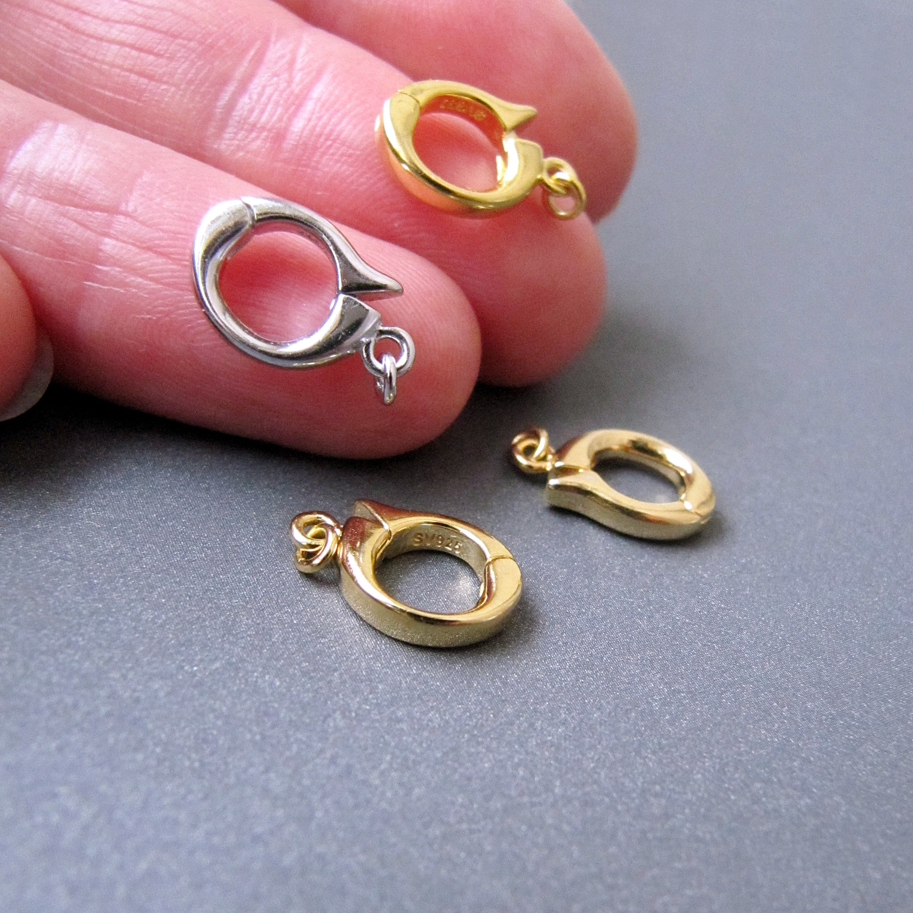 Sterling Silver Push Lock Pendant Bail • Rhodium / Gold Vermeil • 8 ...