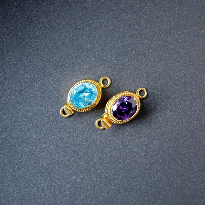 Gemstone Box Clasp Sterling Silver Gold Vermeil Purple - Etsy