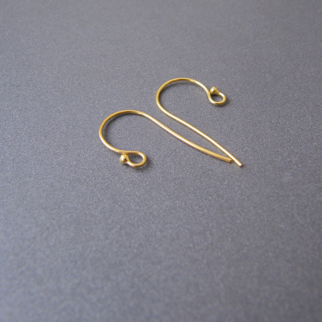 14k Gold Hook Ear Wires • 22ga 0.63mm Wire • 22x10mm • Solid 14 Carat ...