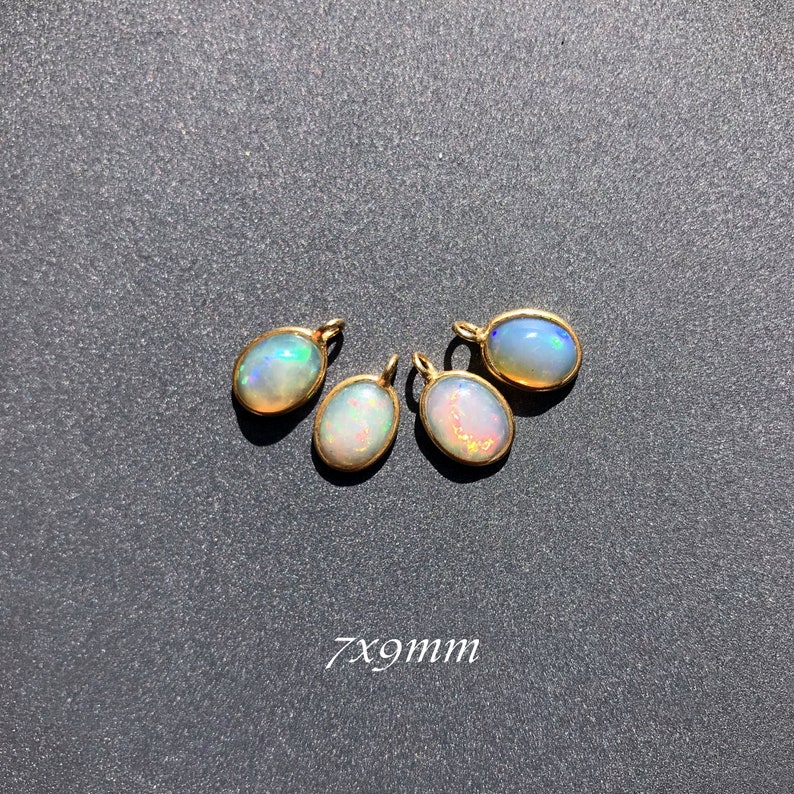 Ethiopian Opal Charm • 7x9mm 8x10mm 9x11mm • Silver / Gold Vermeil • 3 ...