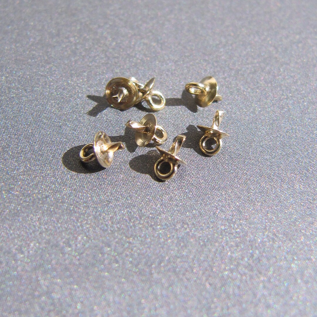 Tiny 14k Gold Bail • 3mm Cup • 0.65x2mm Short Peg • Tiny 2mm Jump Ring ...