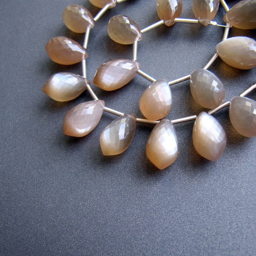 Coffee Moonstone Drops • Pairs Available • 13-14mm • AAA Micro Faceted ...