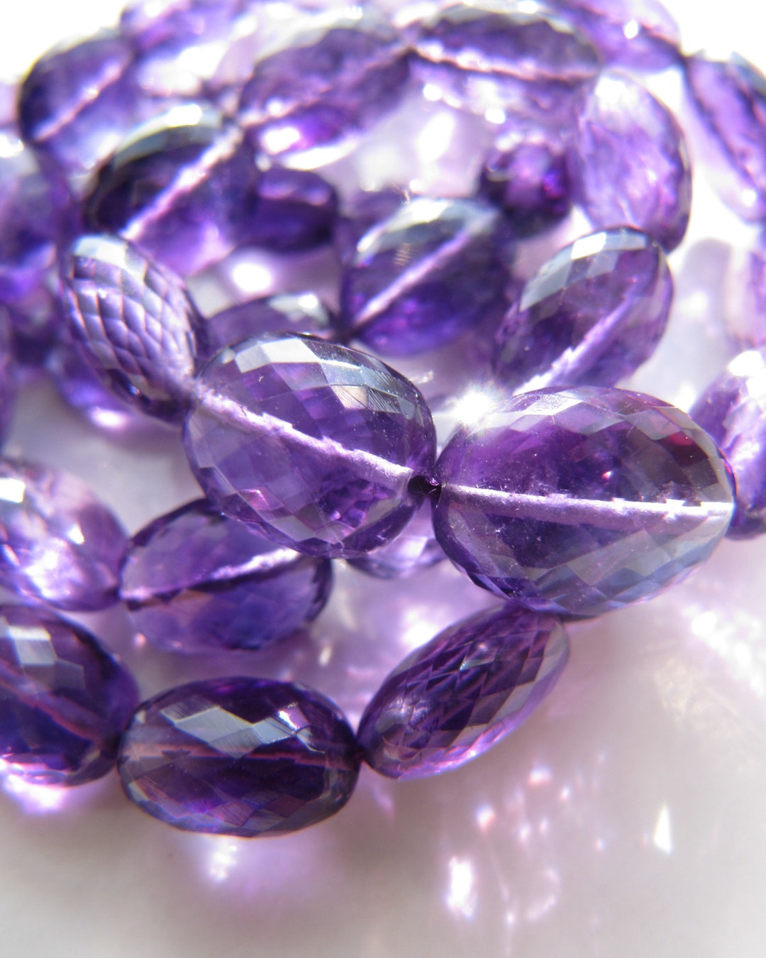 Amethyst Oval Nuggets • AA+ Micro Faceted Beads • Genuine Natural ...