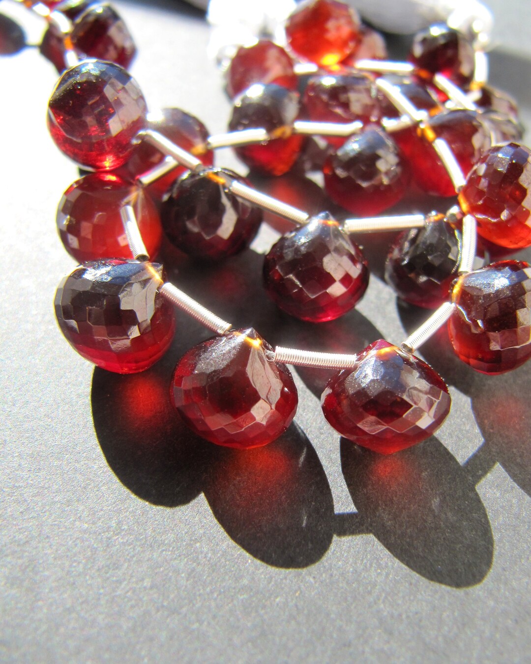 Garnet Onion Drops • 9-10mm • AA Micro Faceted • RARE FIND • Mozambique ...
