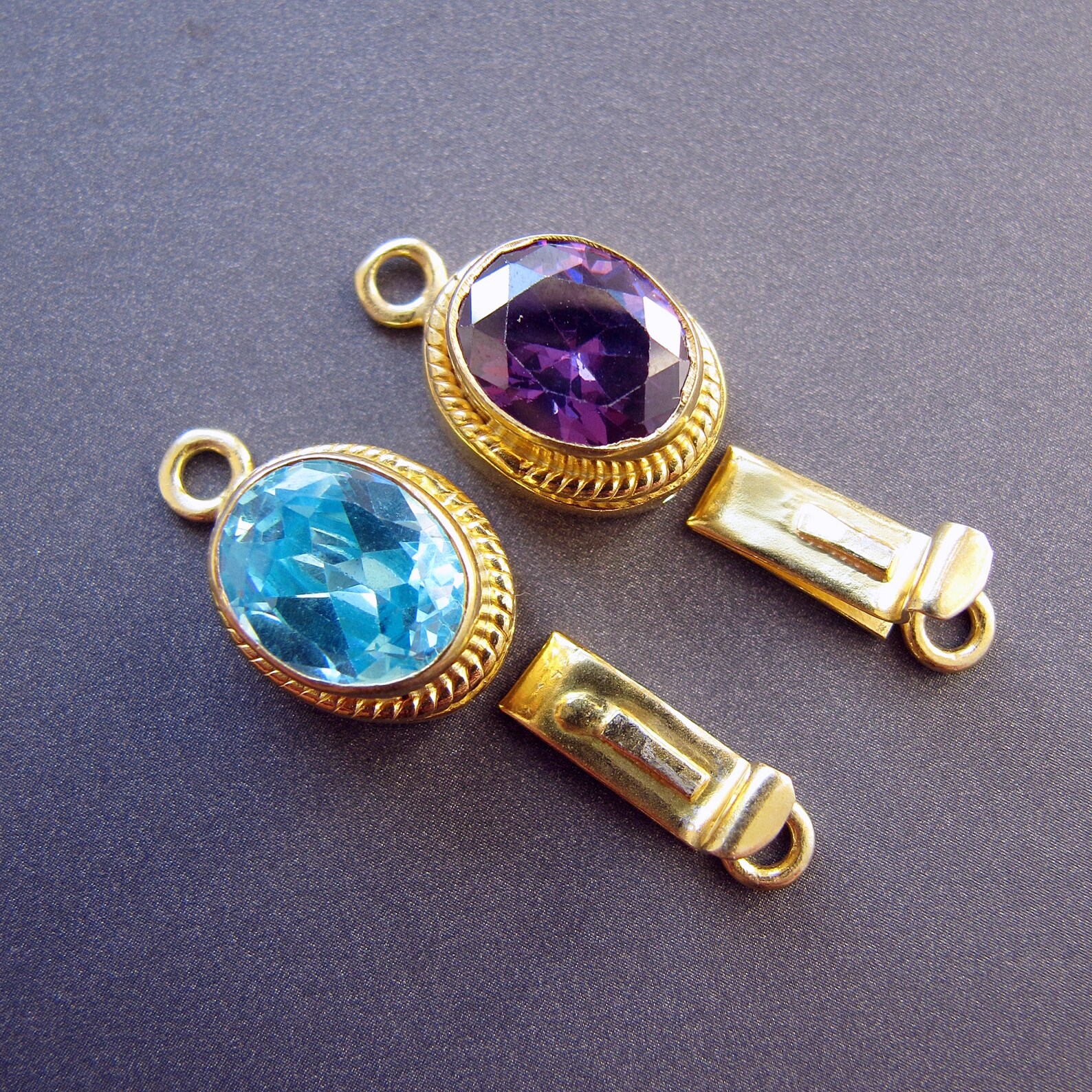 Gemstone Box Clasp Sterling Silver Gold Vermeil Purple - Etsy