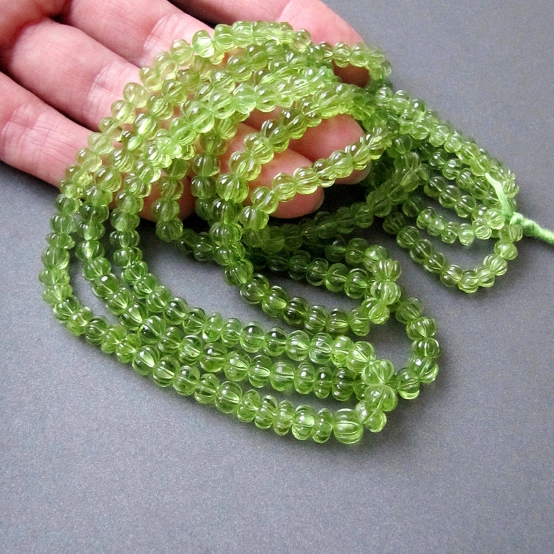 Peridot carved pumpkin rondelles 5-6.25mm AAA hand carving | Etsy