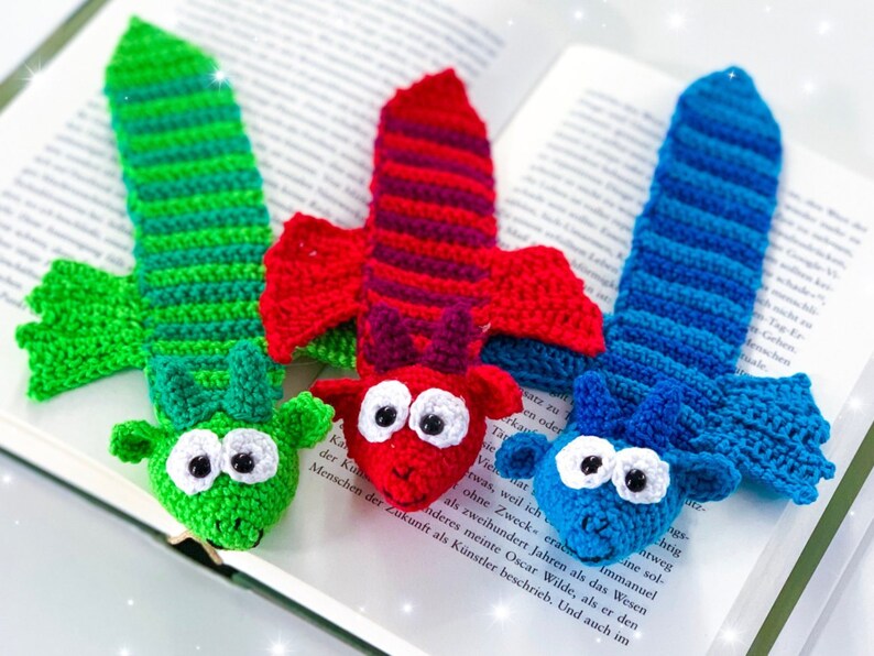 Crochet Pattern Dragon Bookmark - Etsy