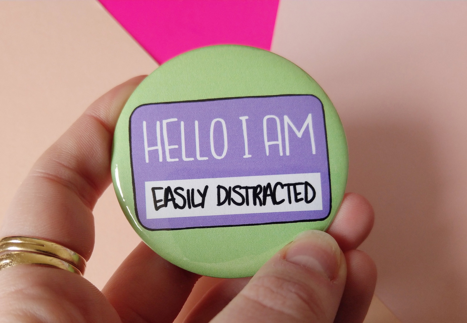 Hello I Am Easily Distracted Badge ADHD Pins - Etsy
