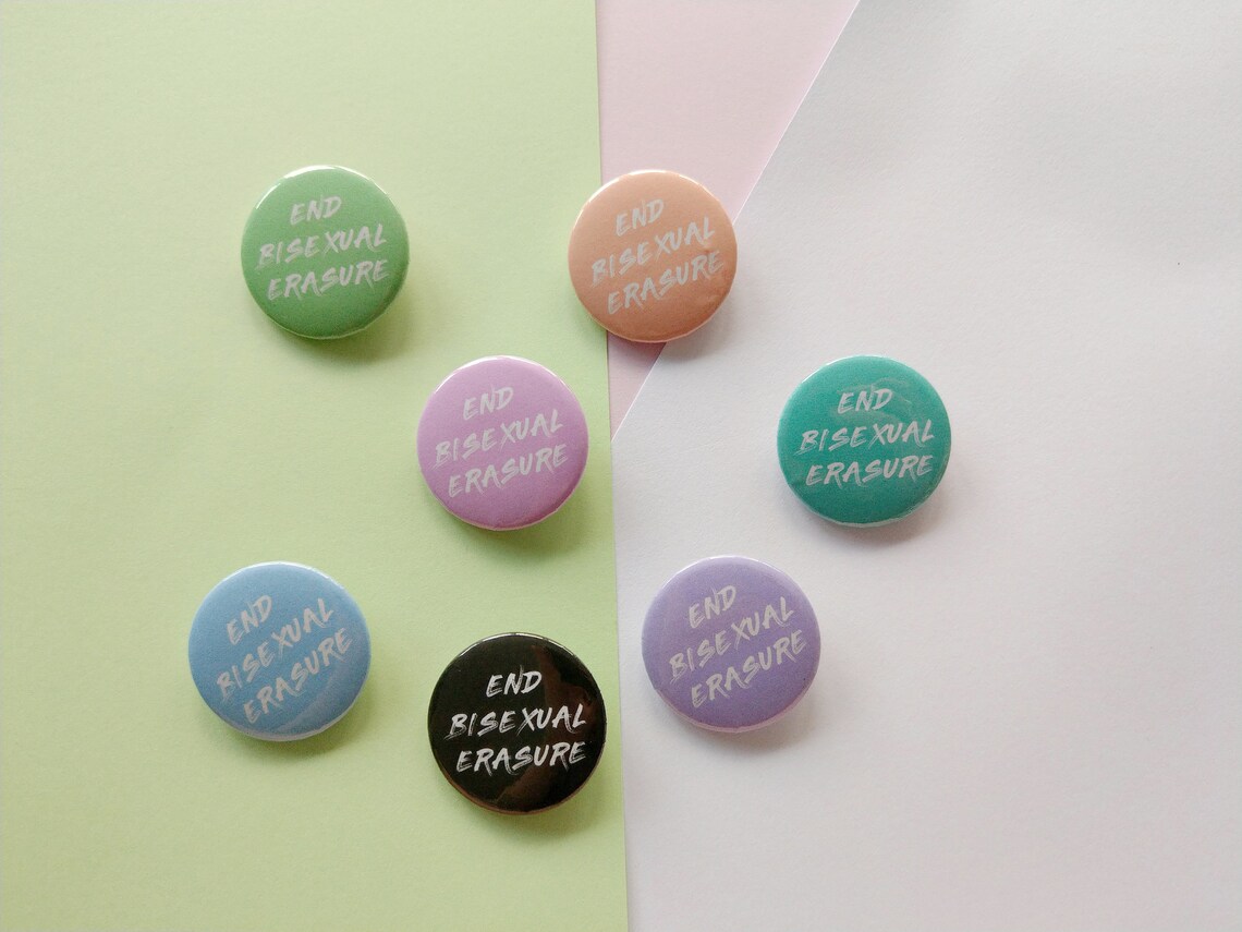 End Bisexual Erasure Badge Bi Pride Pins Lgbt T Etsy