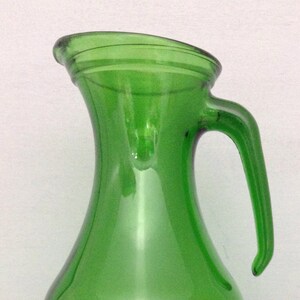 Emerald Green Water Pitcher, Midcentury Green Glass Pitcher, Emerald ...