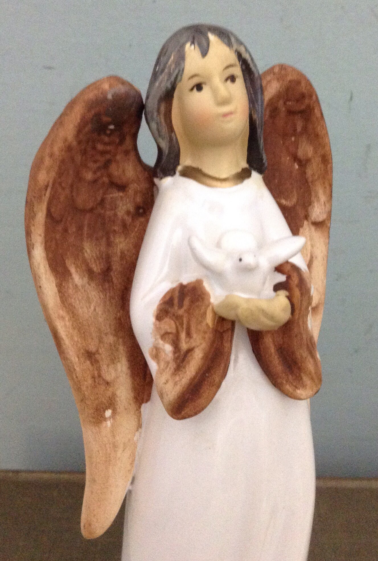 Pottery Angel Figurine Angel With Bird Angel With Dove Garden | Etsy