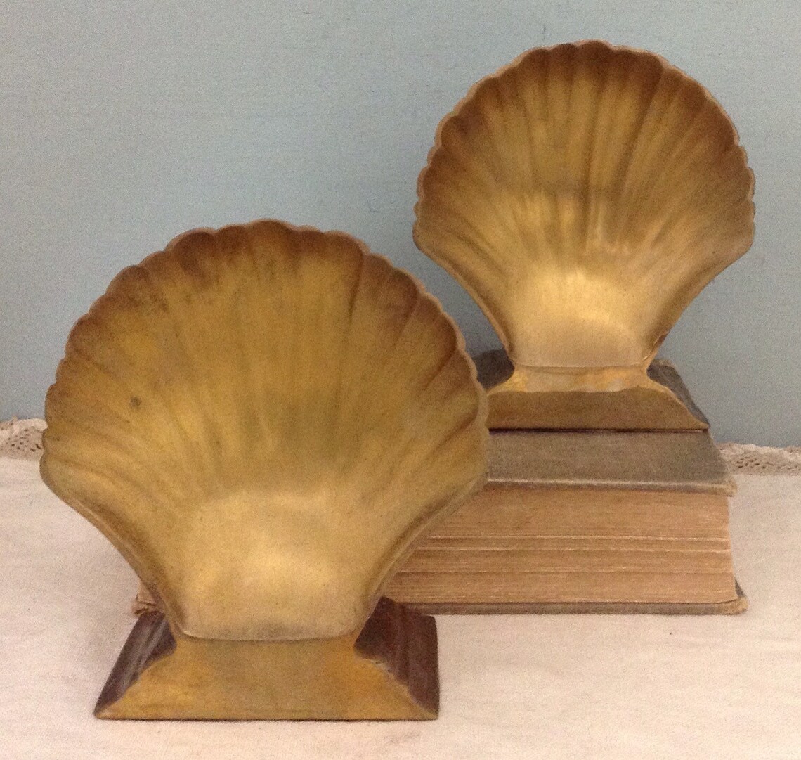 Brass Clam Shell Bookends Vintage Shell Bookends Shell - Etsy