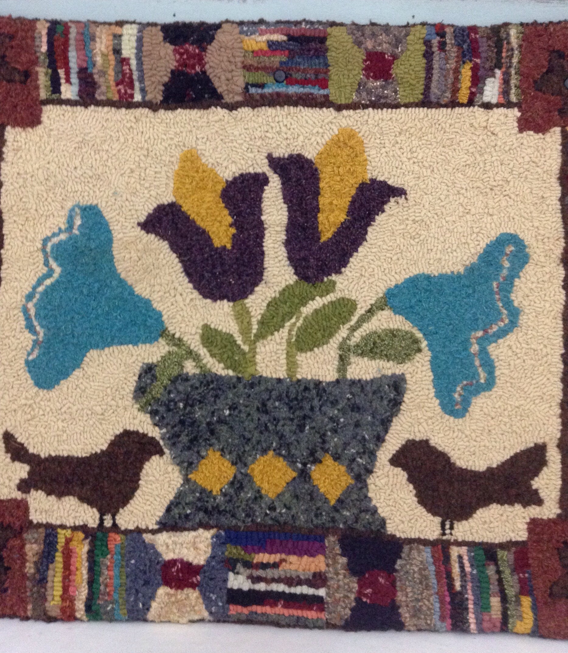 Hooked Rug Wall Hanging Vintage Folk Art Wall Hanging Country | Etsy