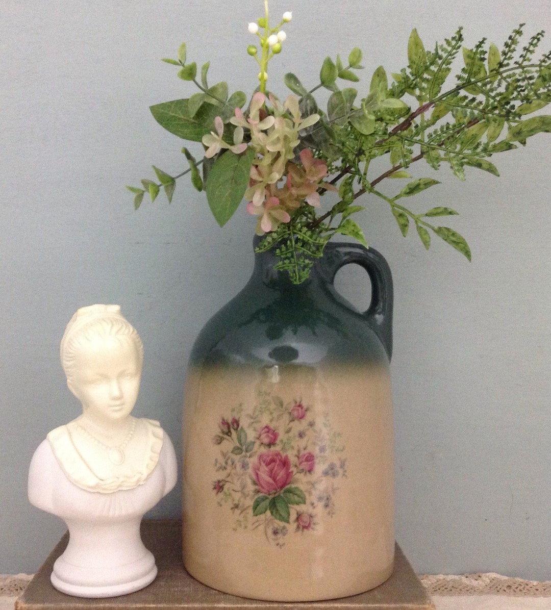 Pottery Jug Decorated Pottery Jug Studio Pottery Jug Green Pottery Jug ...