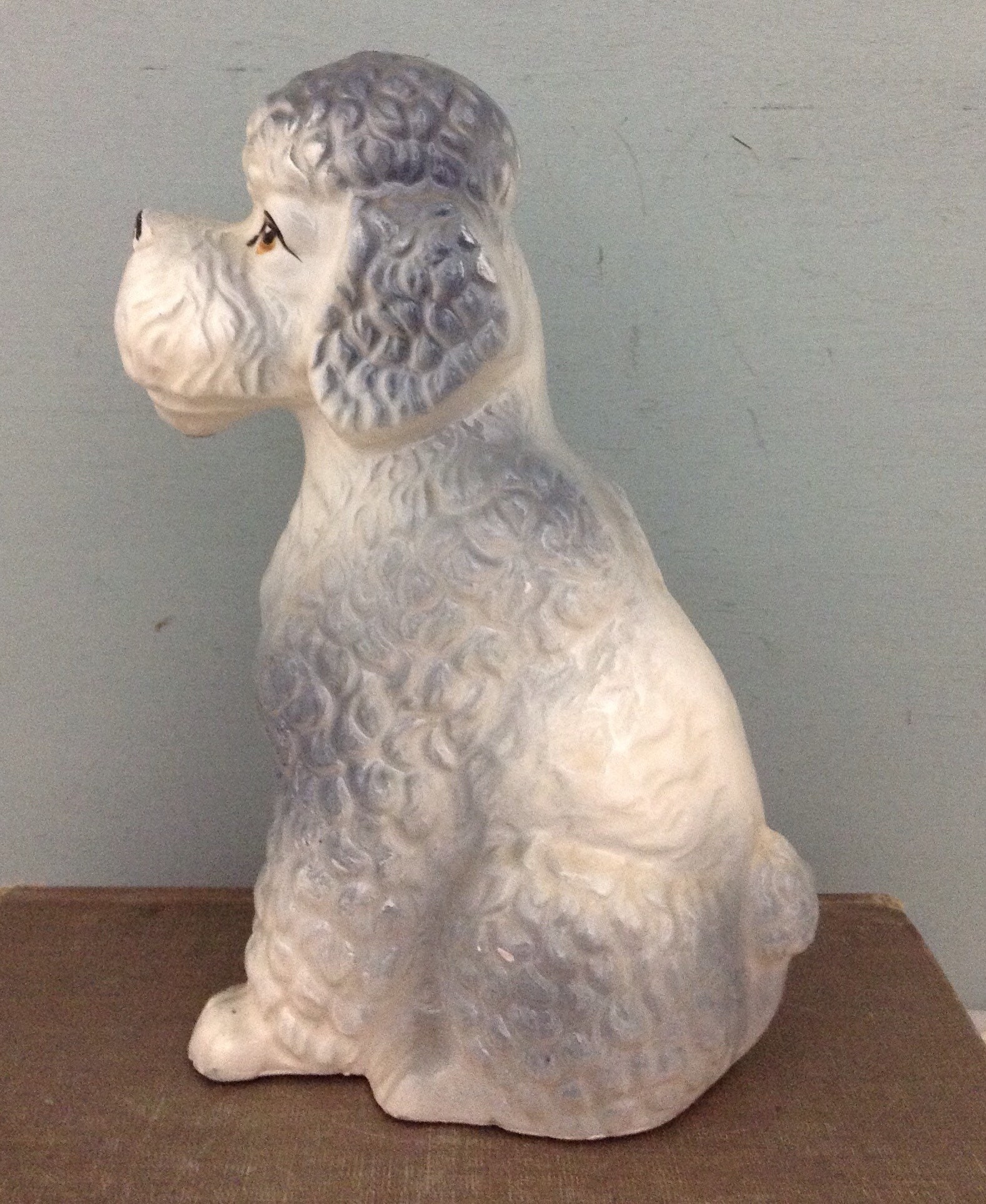 Blue and White Ceramic Poodle Figurine Large Poodle Dog | Etsy
