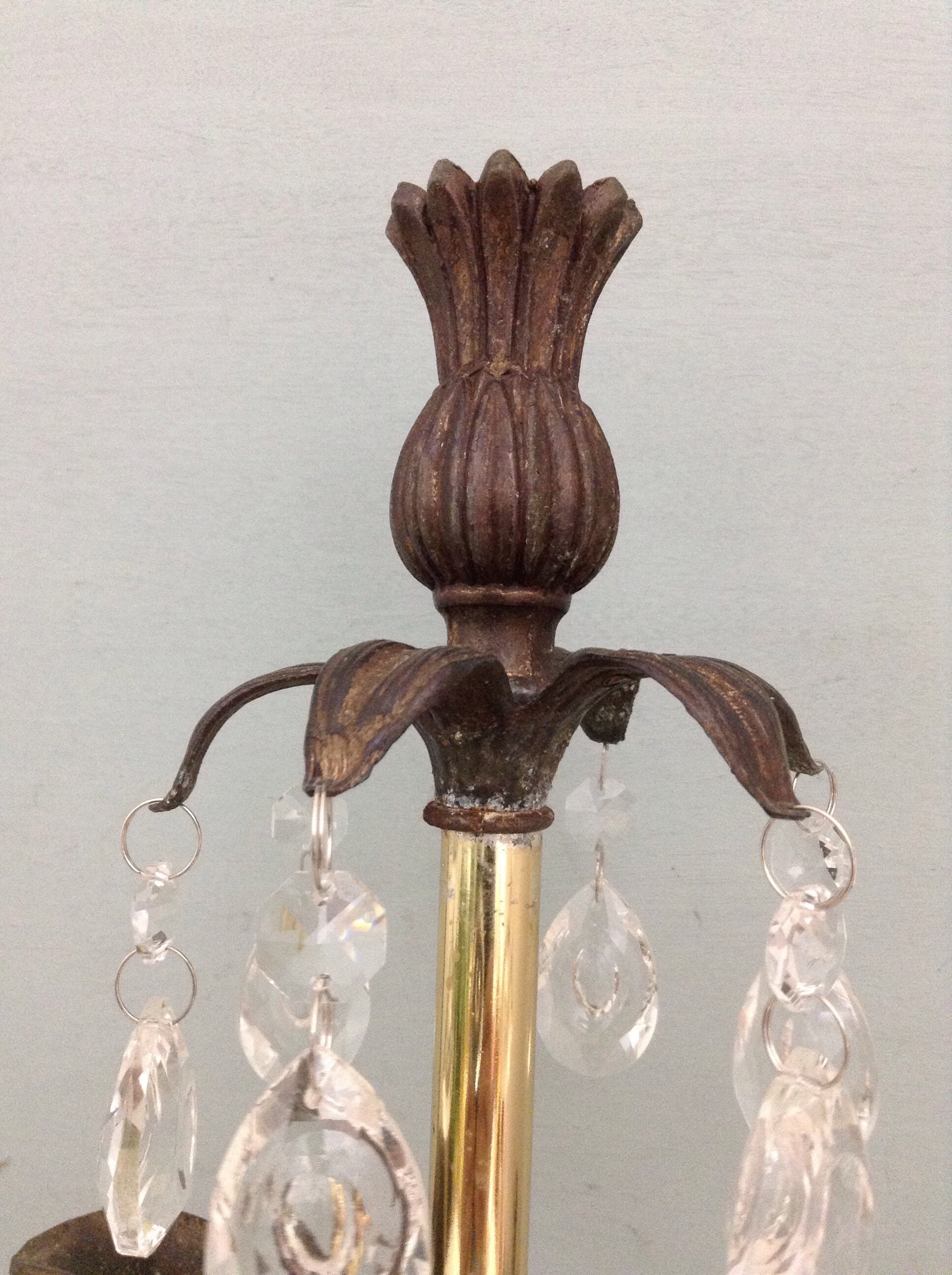 Brass and Crystal Candleholder Vintage brass with prisms | Etsy
