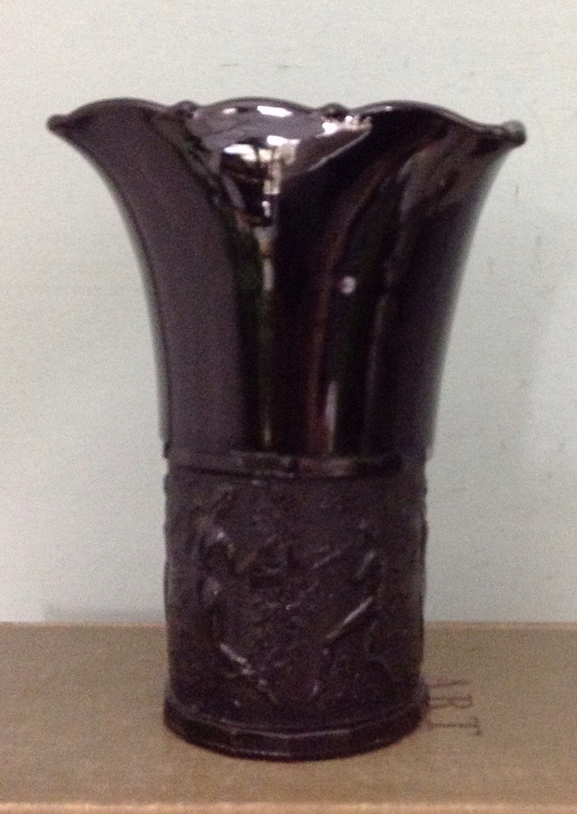 LE Smith Black Amethyst Dancing Nymphs Vase Black Glass Vase | Etsy