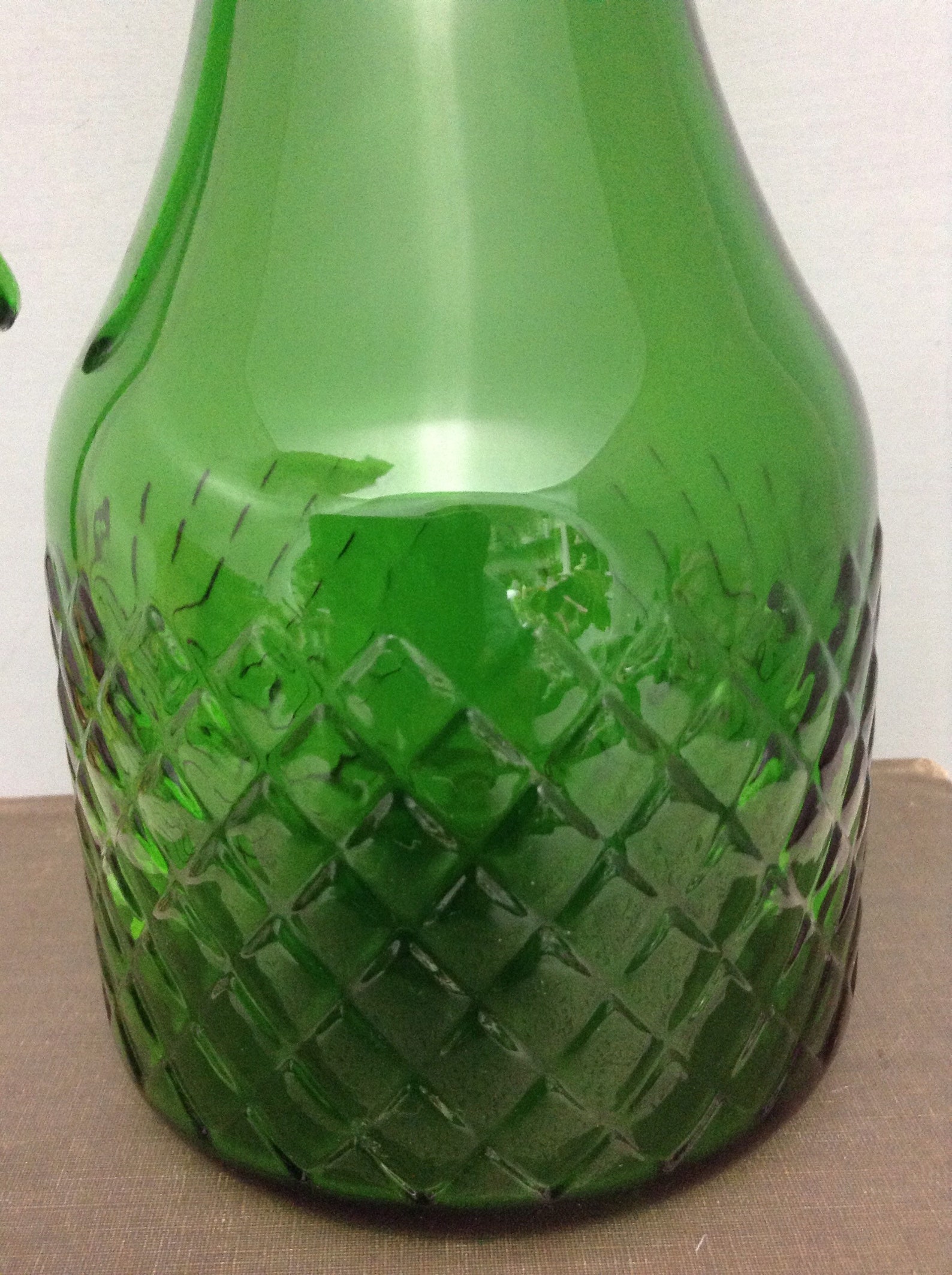 Emerald Green Water Pitcher Midcentury Green Glass Pitcher - Etsy