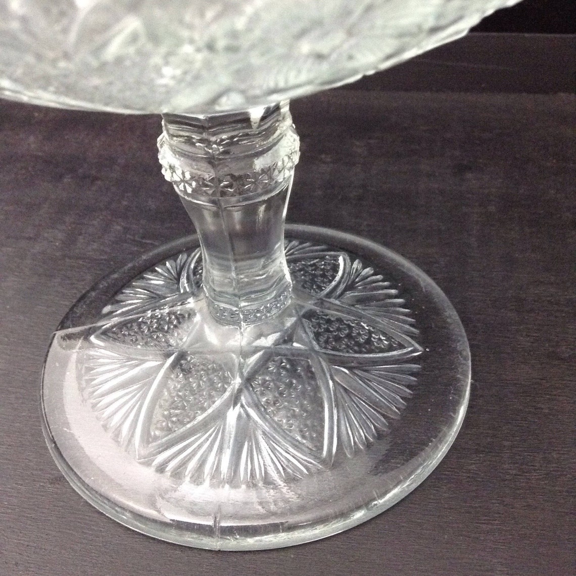 Clear Glass Compote Pressed Glass Pedestal Bowl Fruit Bowl - Etsy