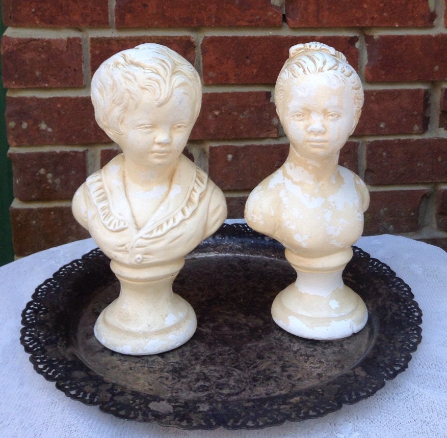 Vintage Chalk Ware Bust, Antique French Bust, Chalkware Statue, Pair of ...