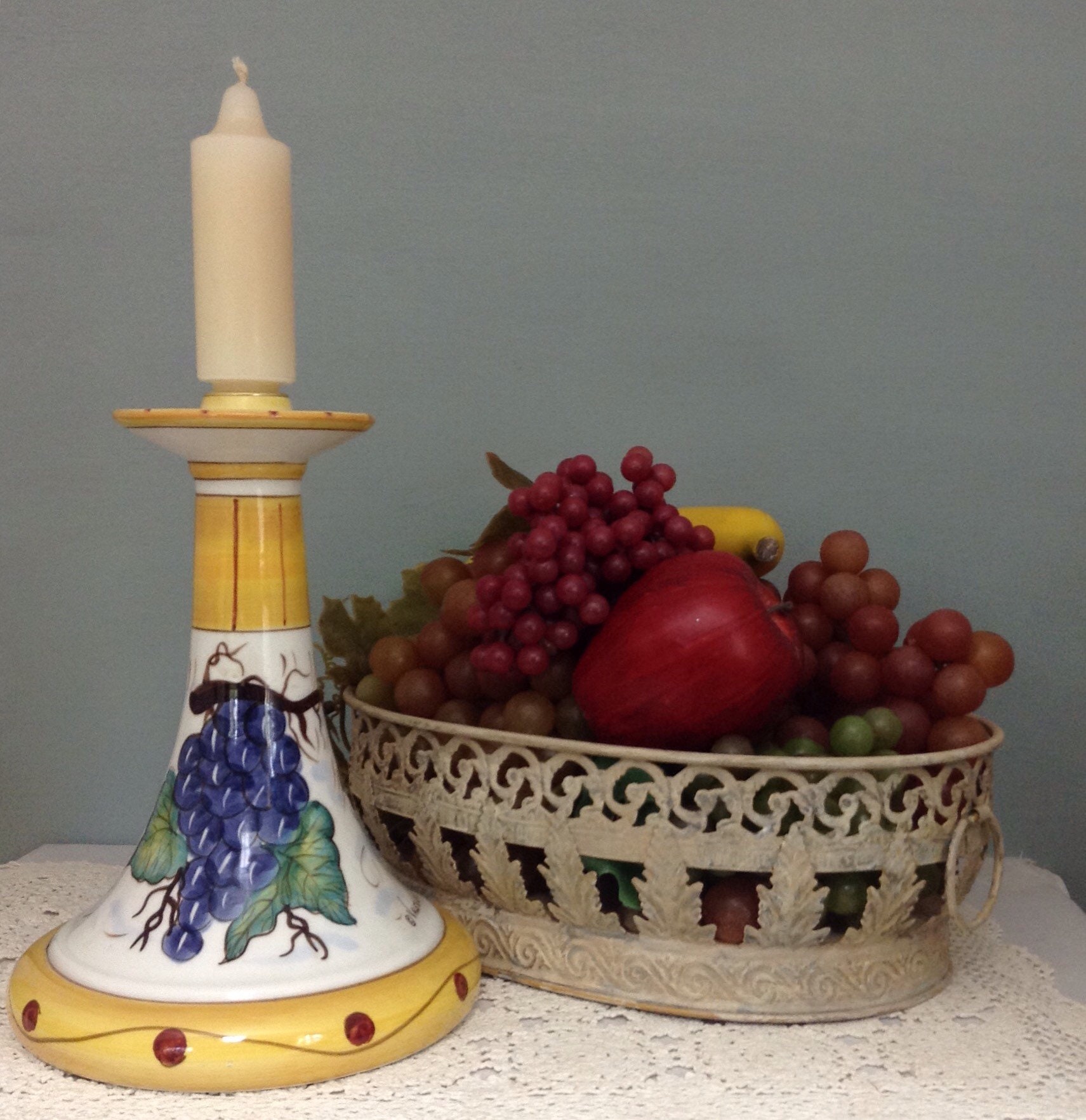 Yellow Ceramic Candle Holder Vintage Candleholder Tuscany - Etsy